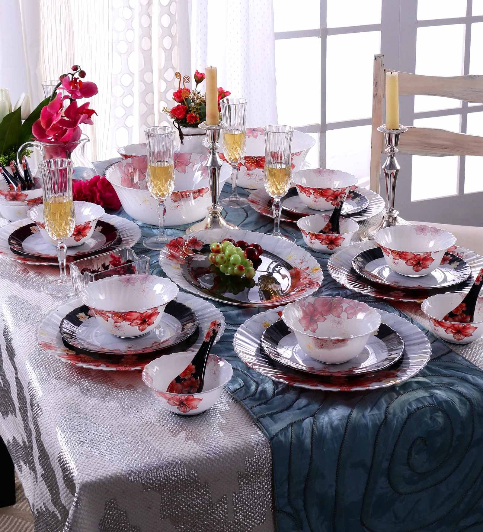 Buy Ceradeco Exotica Glassware Dinner Set - Set of 33 Online - Glass ...