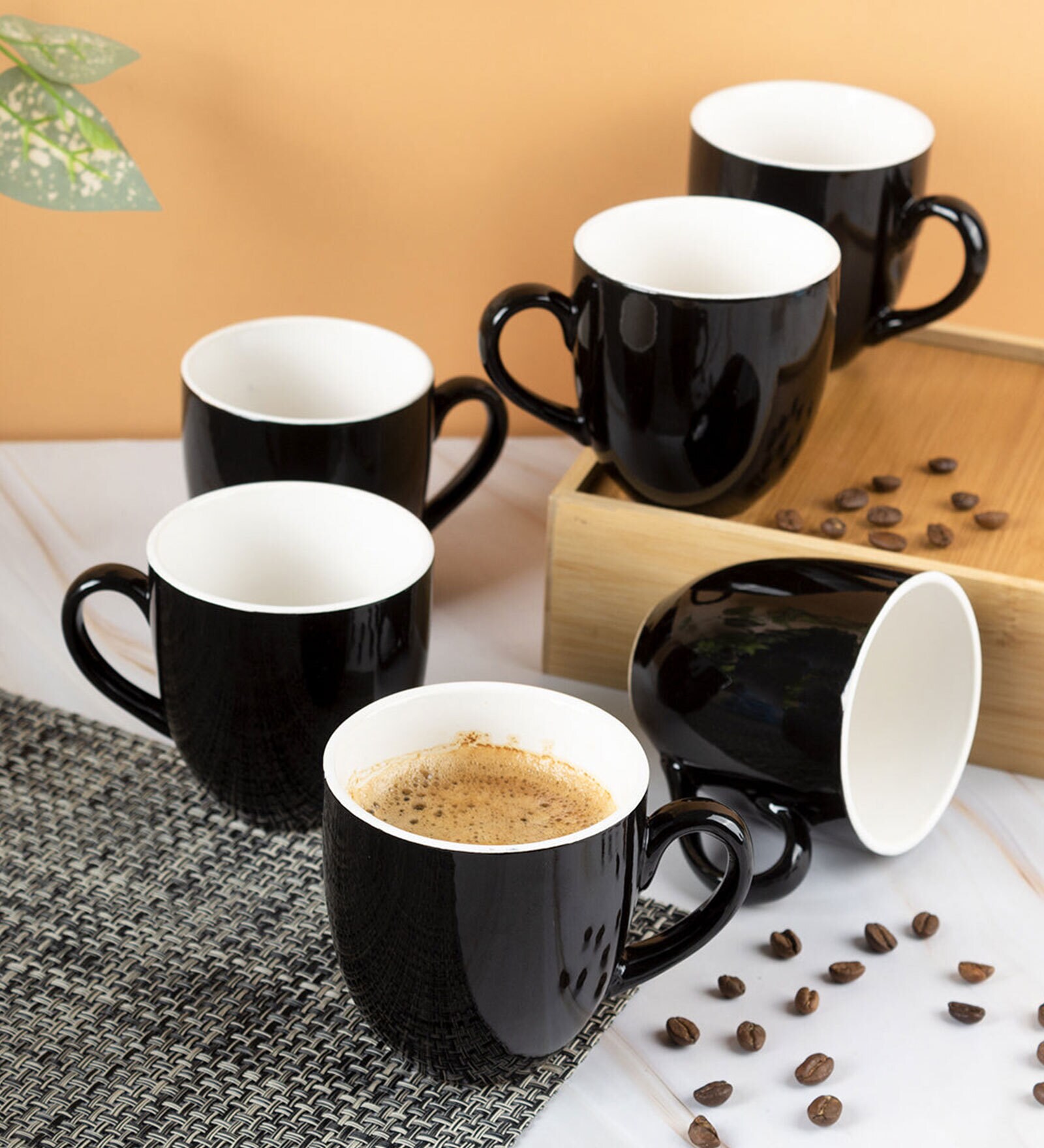 Buy Handmade 220ml Black Ceramic (Set of 6) Coffee Mug at 51% OFF by ...