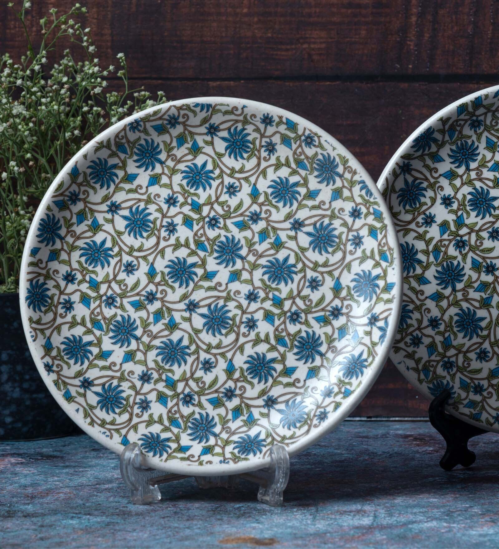 Buy Ceramic Matte Blue Quarter/ /Snack Plate (Set of 2 ) By Maatikosh ...