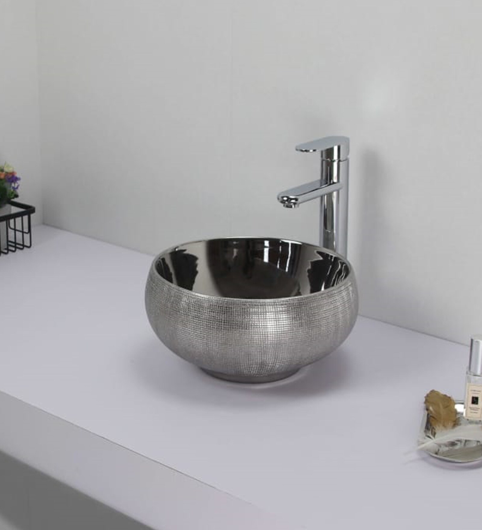 Buy Ceramic Round Shape White Counter Top Wash Basin (H: 6.2, W: 12.4 ...