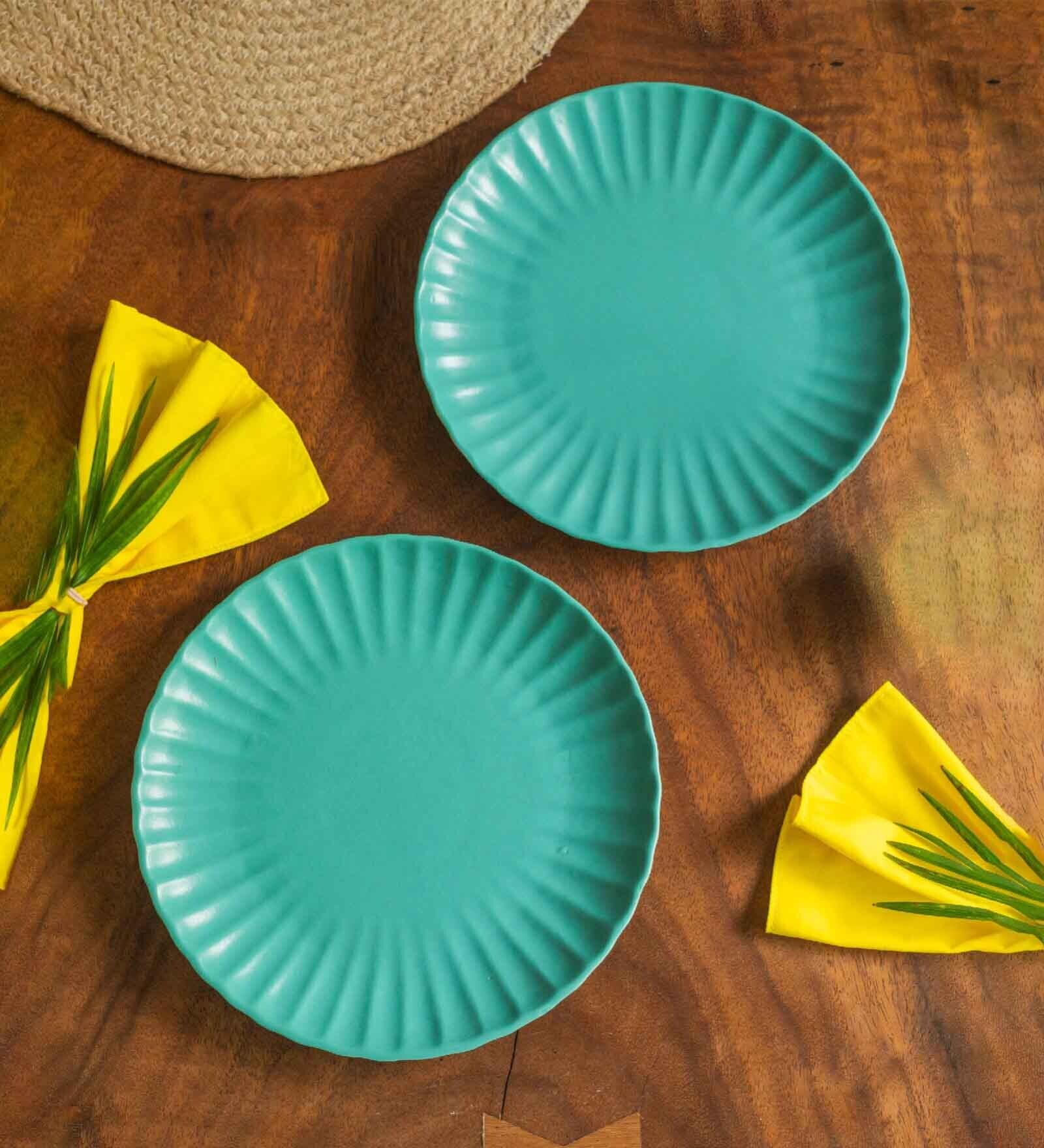 Buy Ceramic Scallop Dinner Plate - Marine Blue Set Of 2 at 46% OFF by ...