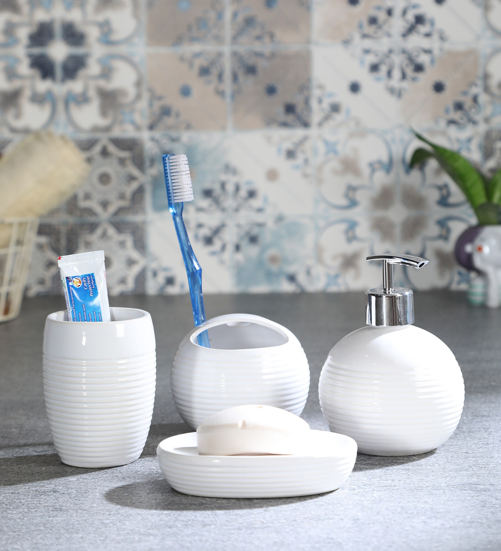 Buy Ceramic White 4 Pcs Bathroom Set by Mystic at 23% OFF by Mystic ...