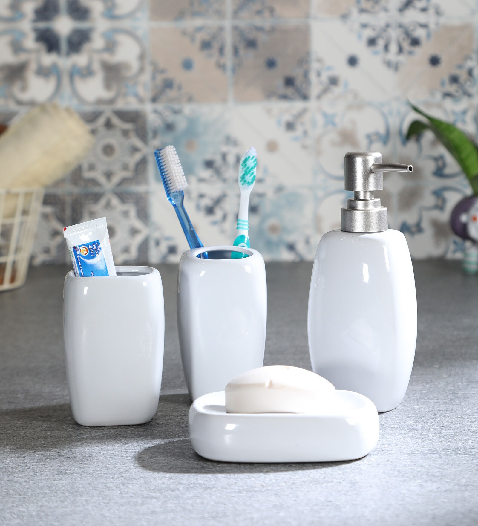 Buy Ceramic White 4 Pcs Bathroom Set by Mystic at 23% OFF by Mystic ...