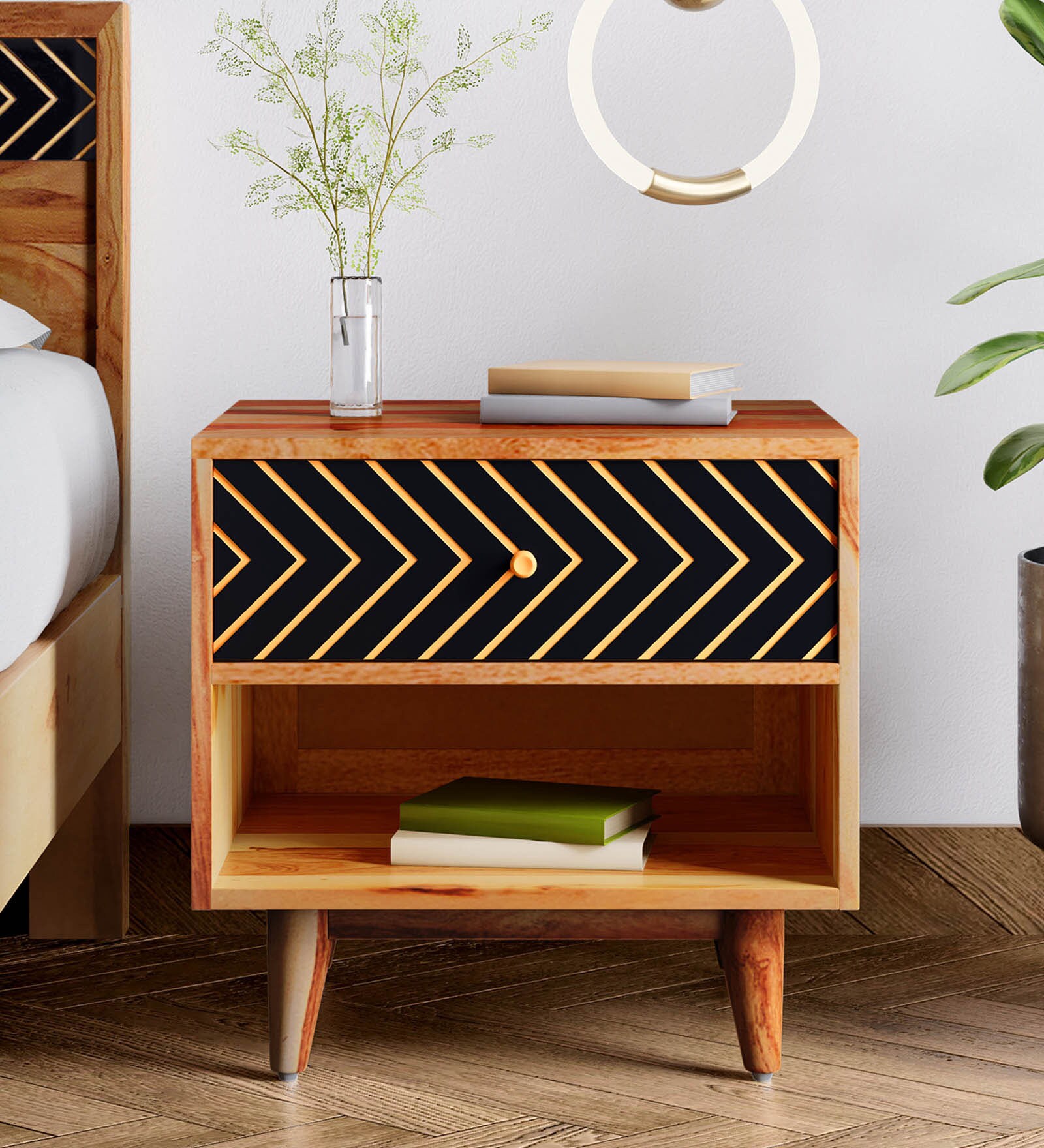 Buy Cesar Solid Wood Bed Side Table in Walnut Finish at 10% OFF by ...