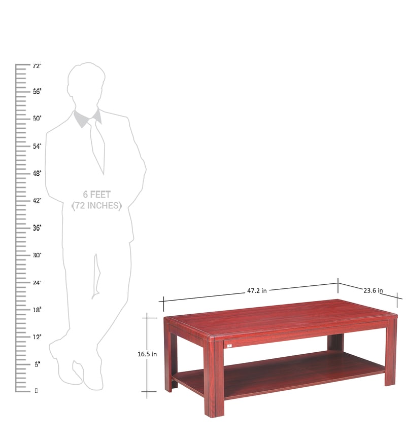 Buy Center Table in Rosewood Finish by Pindia Online - Rectangle Coffee ...