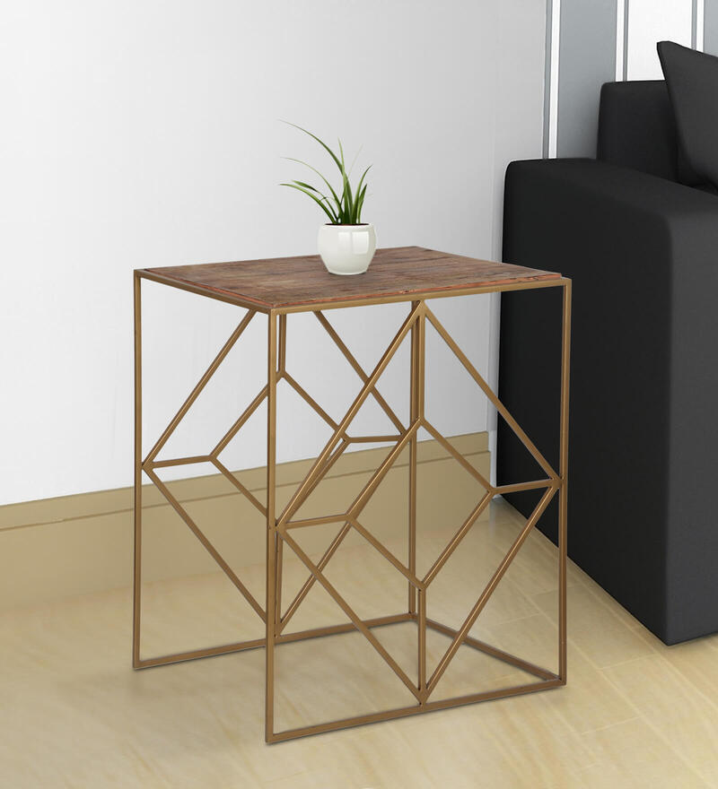 Buy Cesar Wooden Top End Table in Gold Finish By Omega Overseas Inc ...