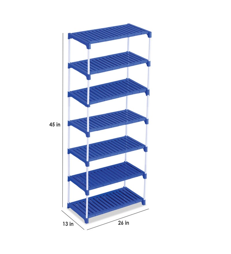Buy Ace Multipurpose Seven Tier Shoe Rack in Blue & White Color By CGS ...