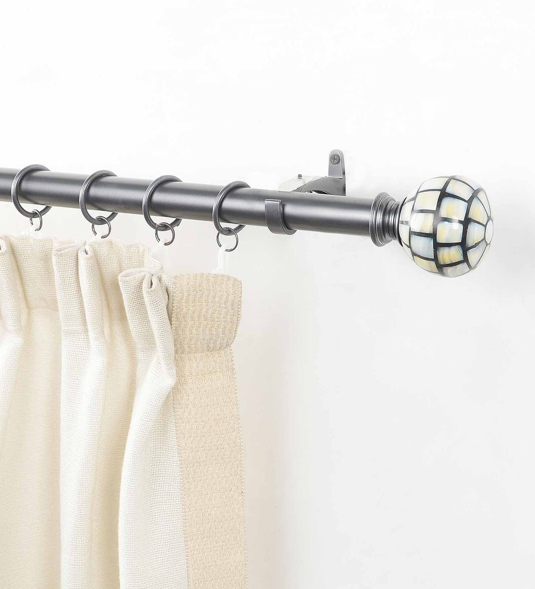 Buy Charcoal Grey Iron Curtain Rod (36 -66 Inches) With Bracket By Deco ...