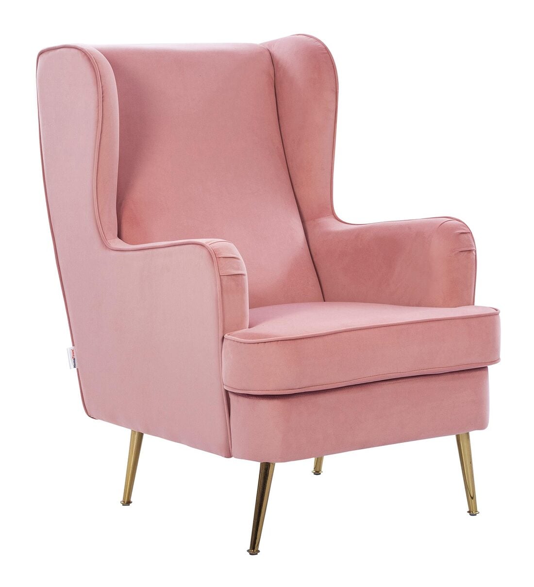 Buy Charm Velvet Wing Chair in Blush Pink Colour by HomeTown Online ...