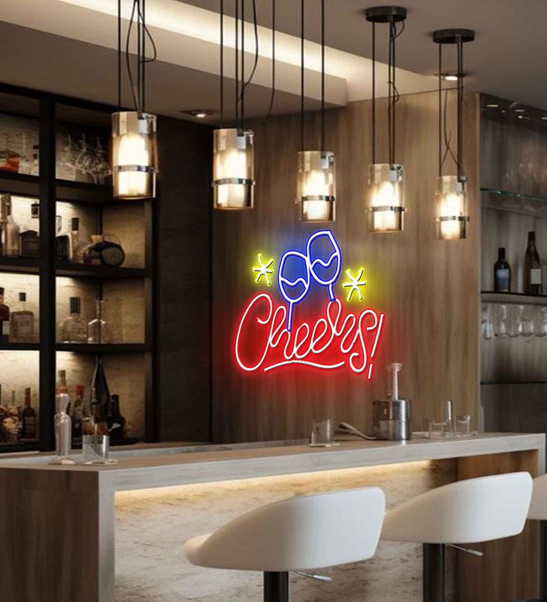 Buy Cheers Glass (W 17 x H 10) Acyrlic & Silicone LED Neon Light ...