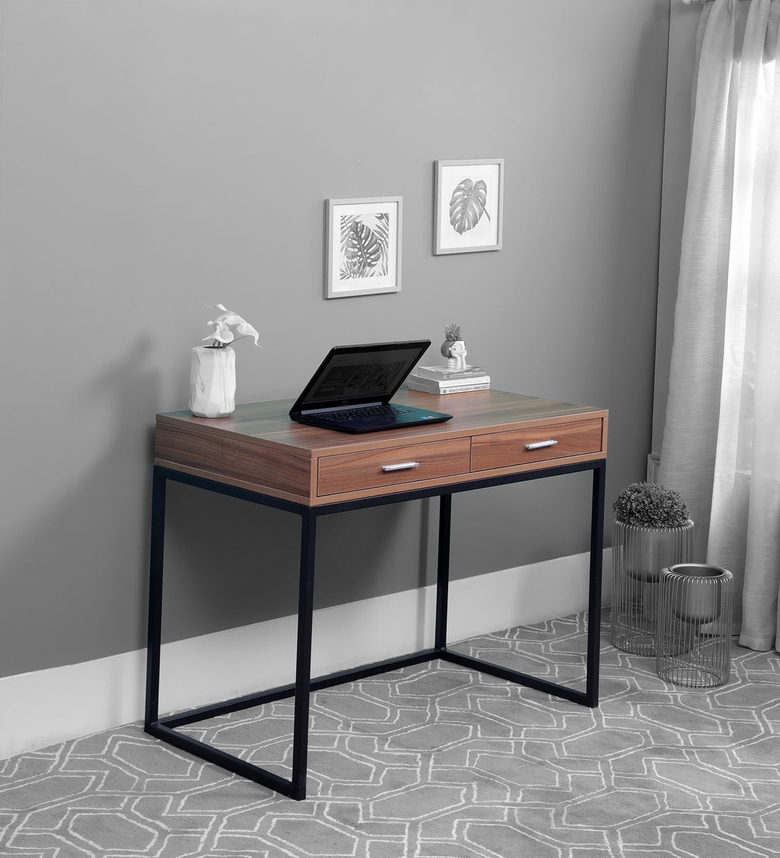 Buy Chelsea Study Table in Walnut & Black Finish at 36% OFF by VOF ...