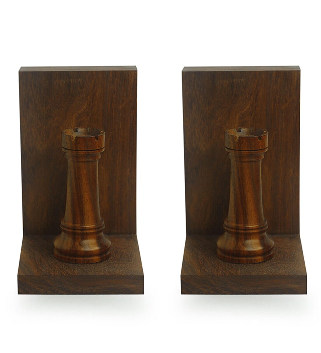 Buy Brown Sheesham Wood Chess Rook Bookend Online - Bookends - Table ...