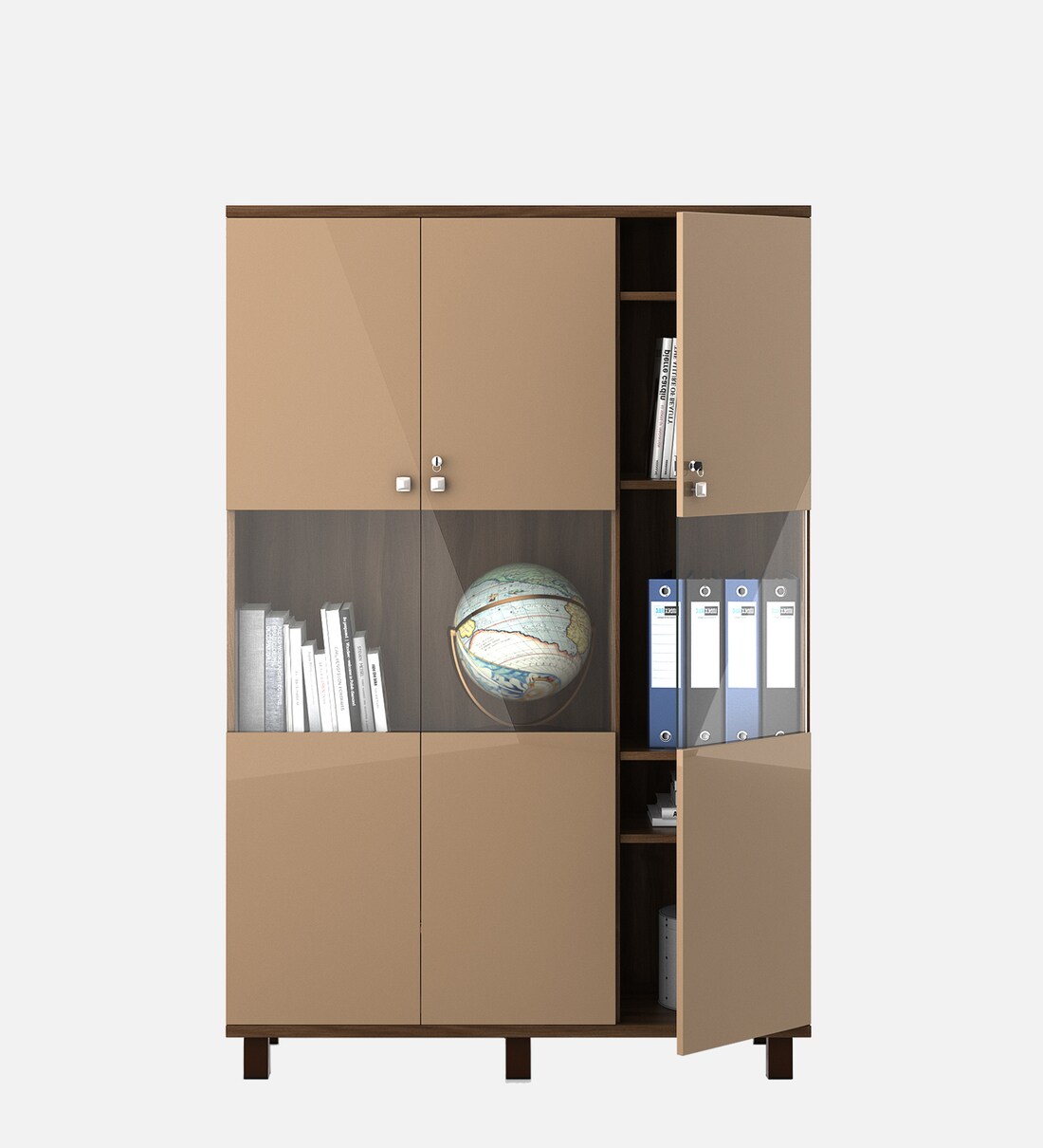 Buy Chief Book Case in Walnut Bronze & Cappuccino Finish by Spacewood ...