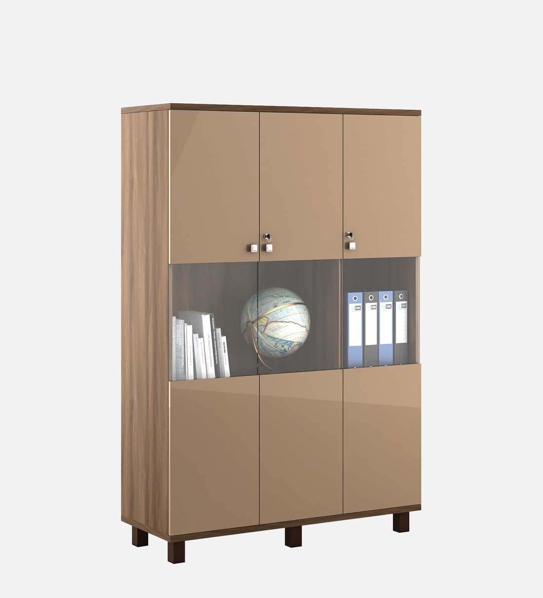 Buy Chief Book Case in Walnut Bronze & Cappuccino Finish by Spacewood ...