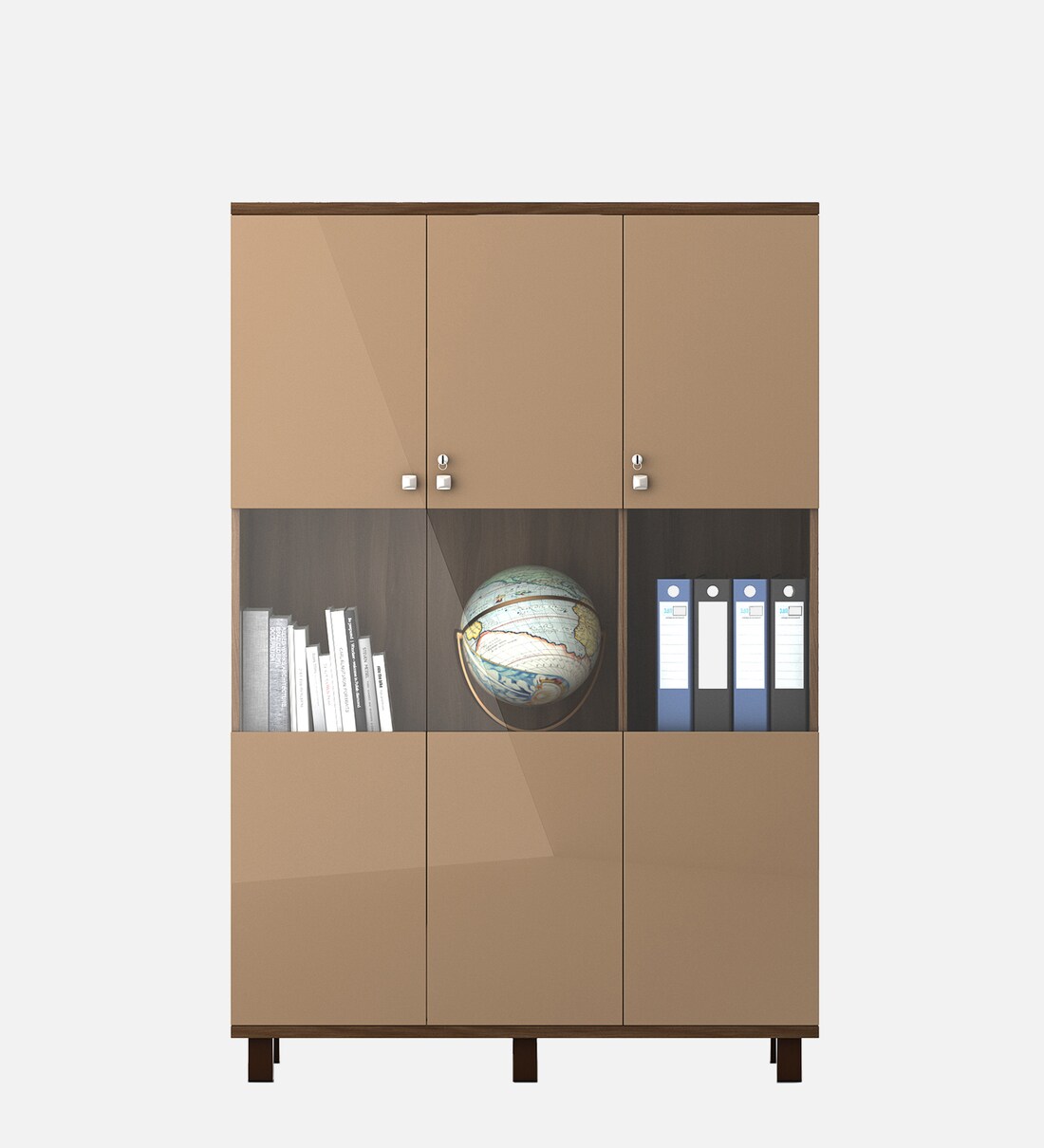 Buy Chief Book Case in Walnut Bronze & Cappuccino Finish by Spacewood ...