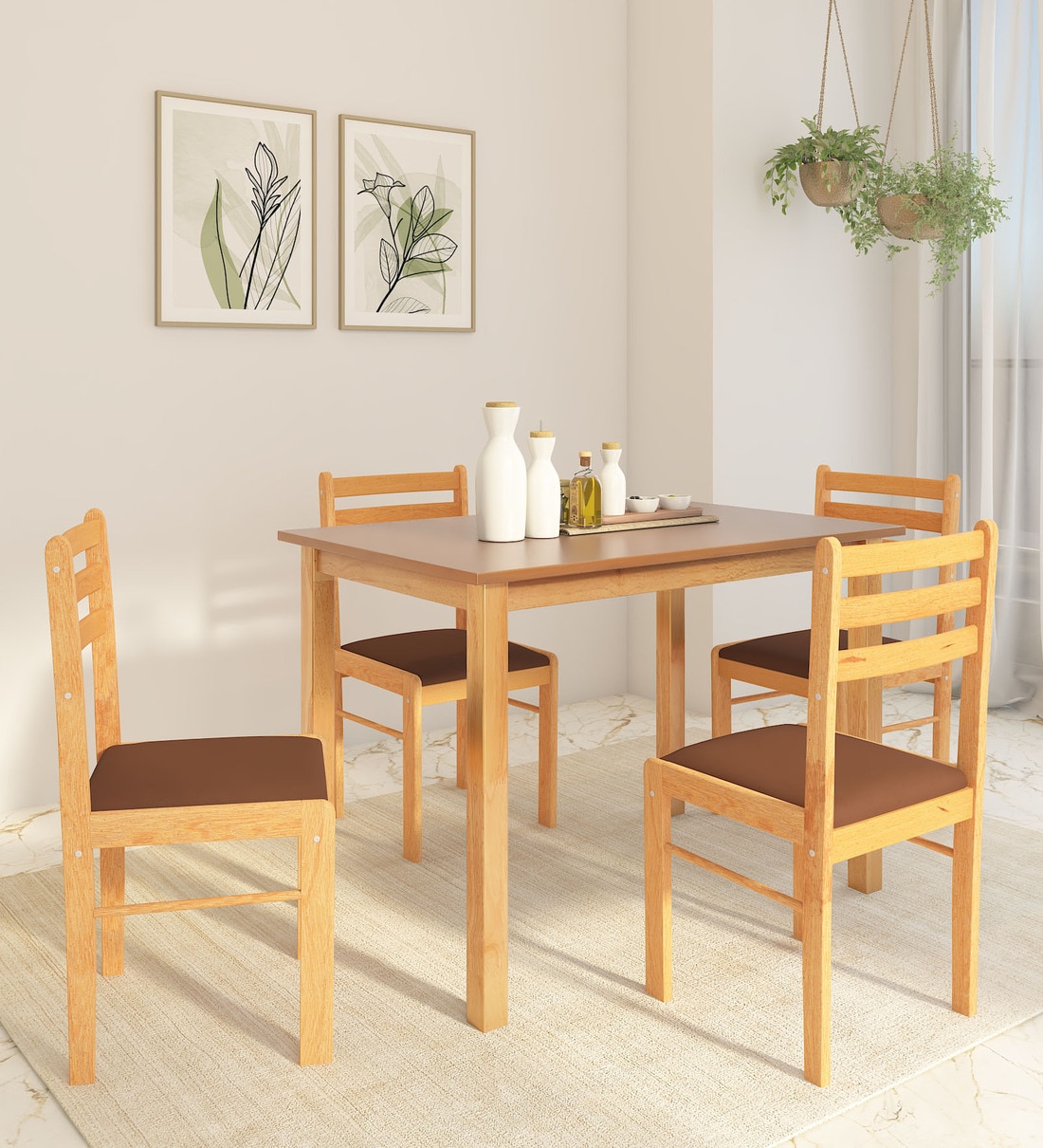 Buy Chiharu Solid Wood 4 Seater Dining Set in Cappuccino Finish at 37% ...