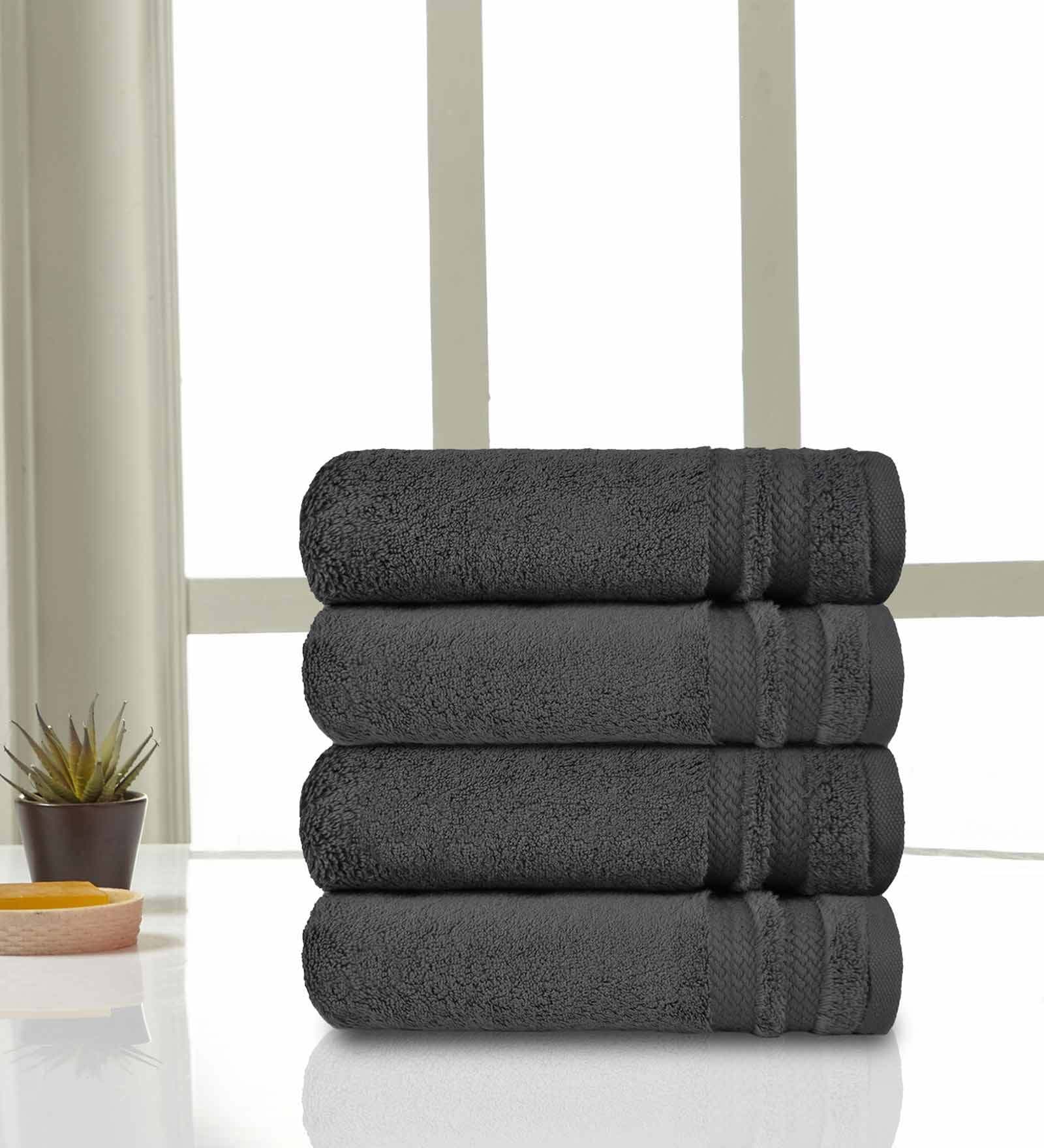 Buy Black Solid 625 GSM Cotton Hand Towels (Set of 4) by Trident at 48% ...
