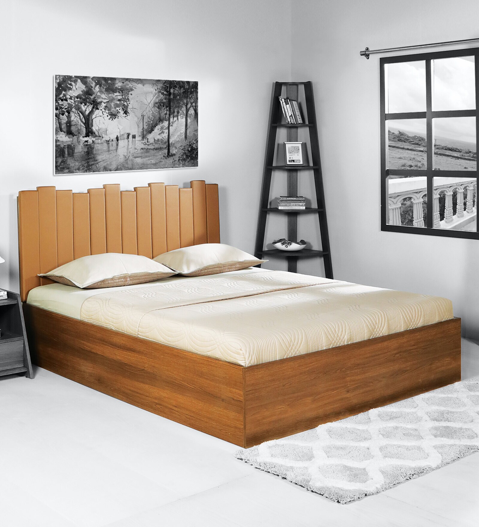 Buy Charlie Queen Sized Bed with Storage In Dark Brown Finish by ...
