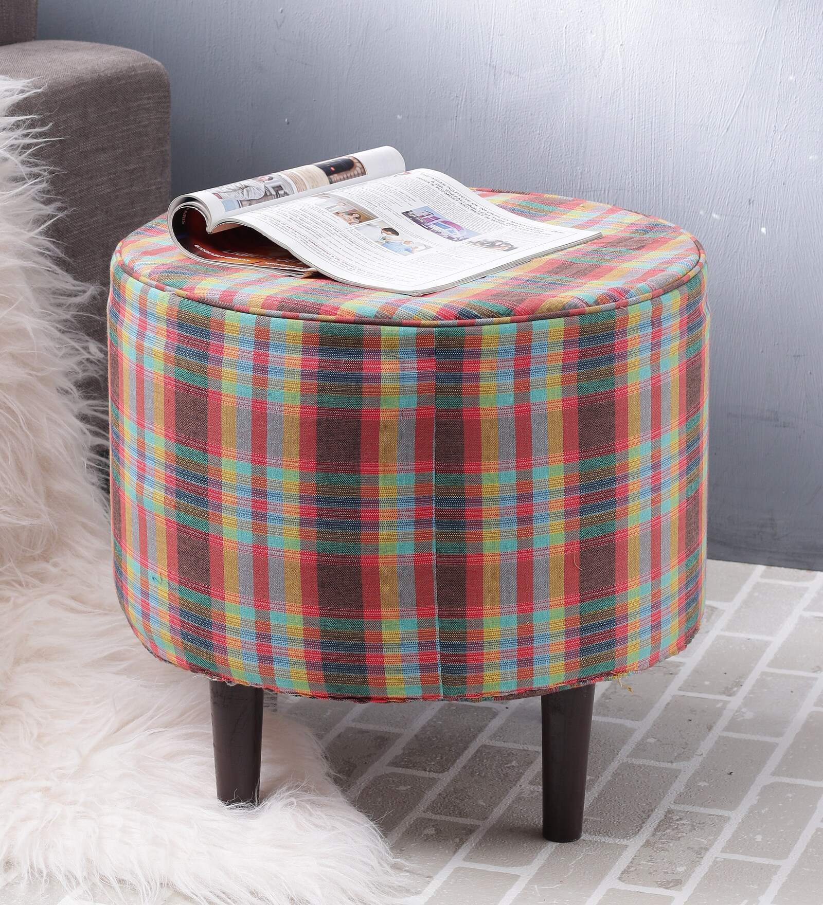 Buy Check print ottoman at 53% OFF by My gift booth | Pepperfry