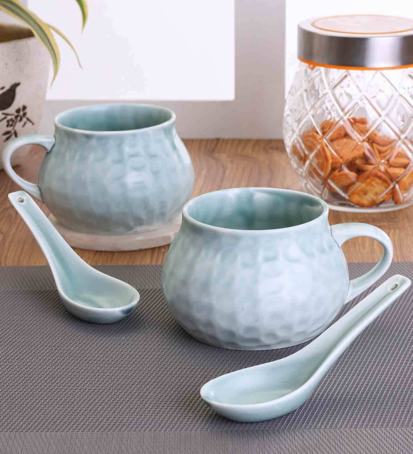 Buy Checkered Hammered 380ml (Set of 2) Ceramic Bowl by Clay Craft at 17% OFF by Clay Craft ...