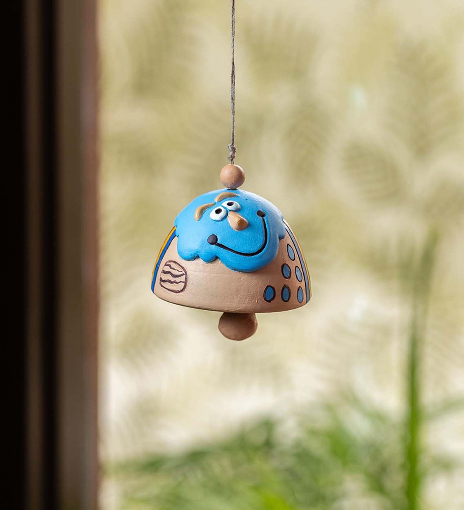Buy Cheerful Raincloud Handmade Beige & Blue Terracotta Wind Chime ...