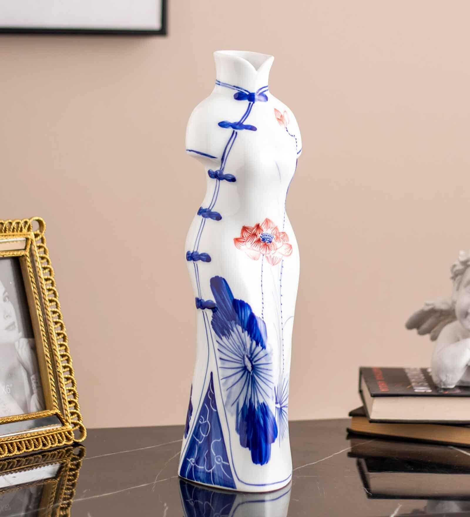 Buy Cheongsam Blue Porcelain Vase by The Decor Kart | Pepperfry