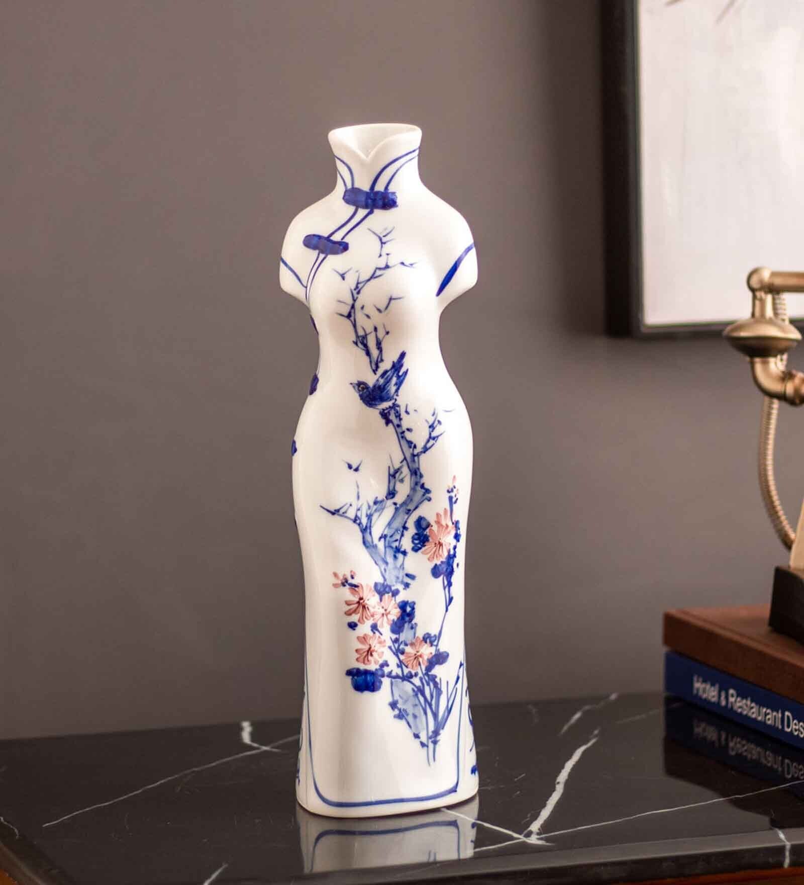 Buy Cheongsam Blue Porcelain Vase by The Decor Kart | Pepperfry