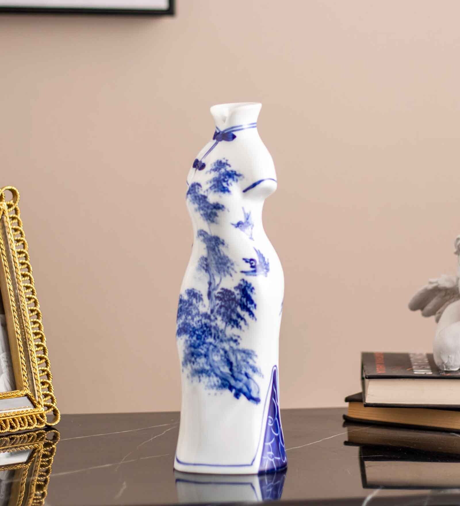 Buy Cheongsam White Porcelain Vase by The Decor Kart | Pepperfry