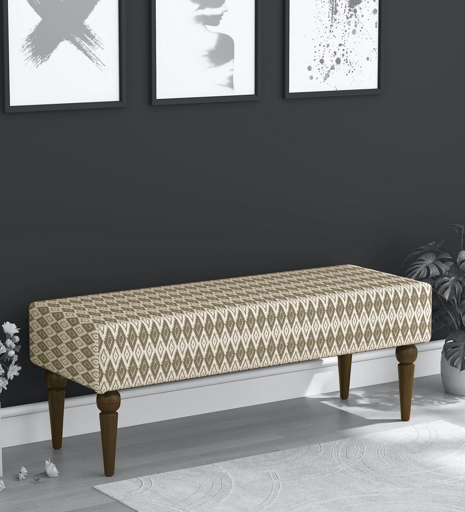 Buy Chequered Bench in Walnut Mango Finish at 2% OFF by Amberville from ...