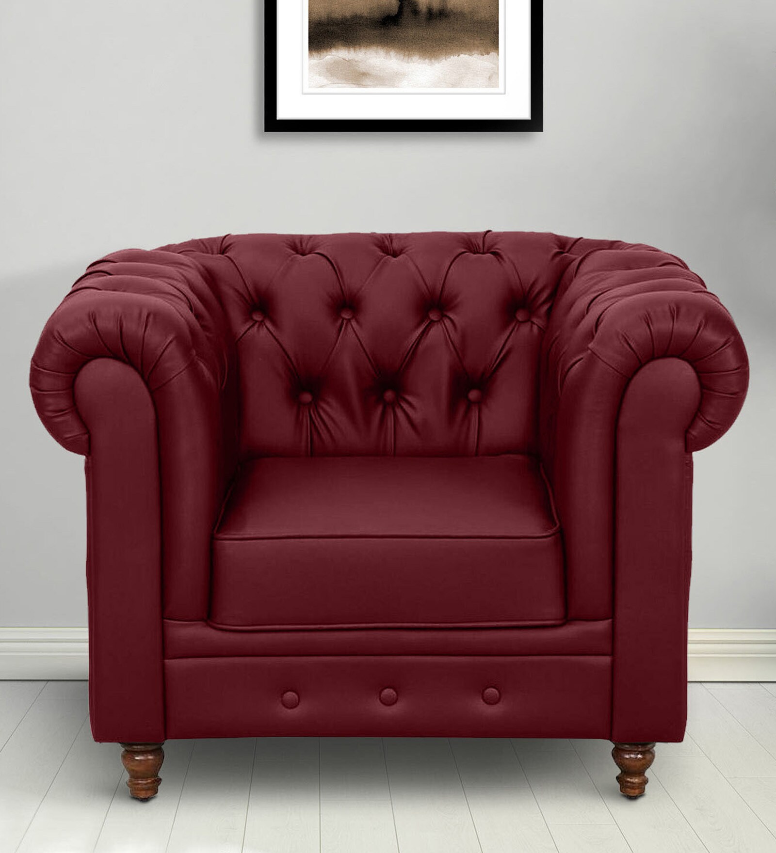 Buy Cheshire Velvet 1 Seater Sofa In Berry Red Colour at 34% OFF by ...