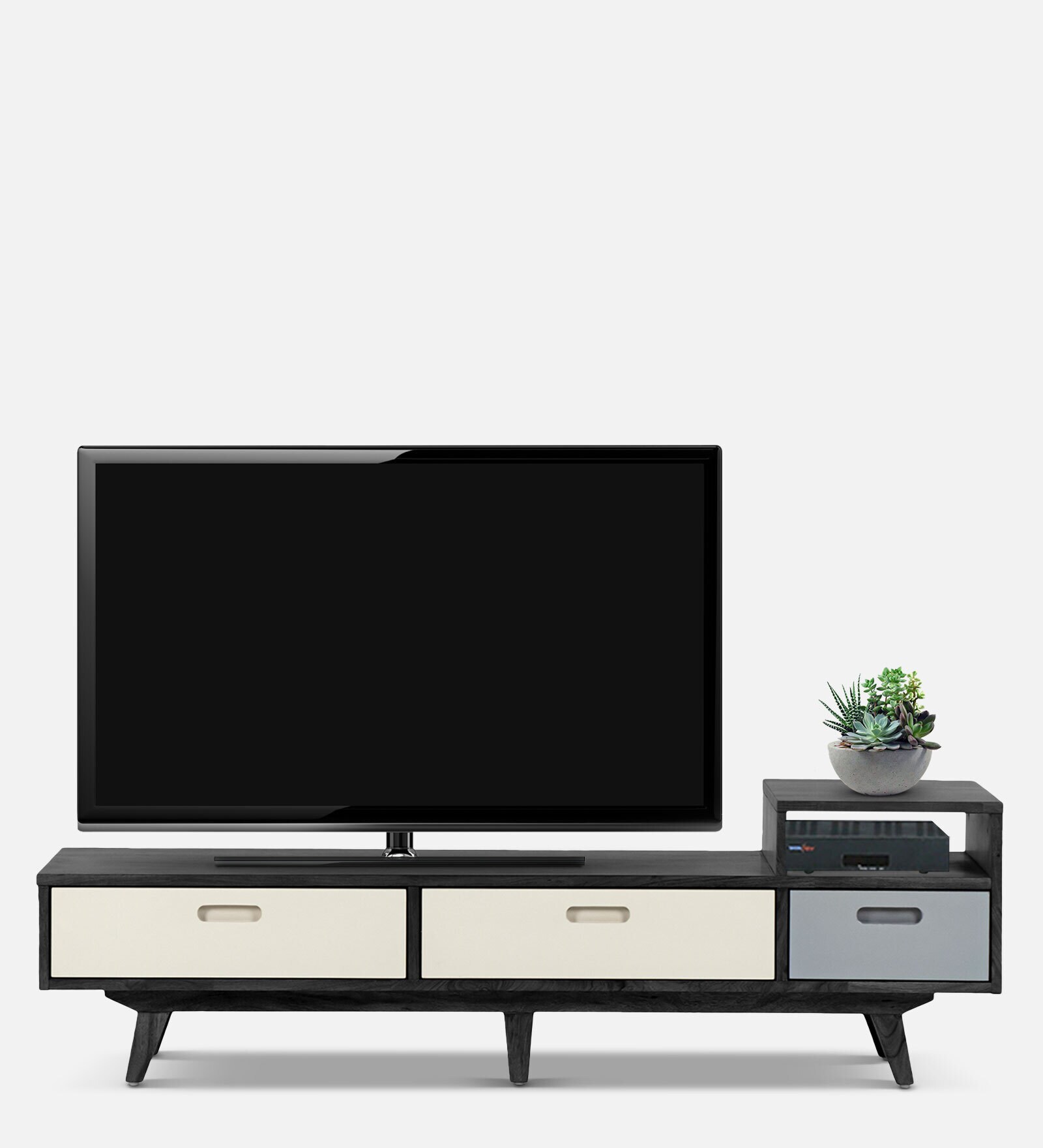 Buy Chicago Solid Wood Tv Console With Storage In Ebony Finish at 100% ...