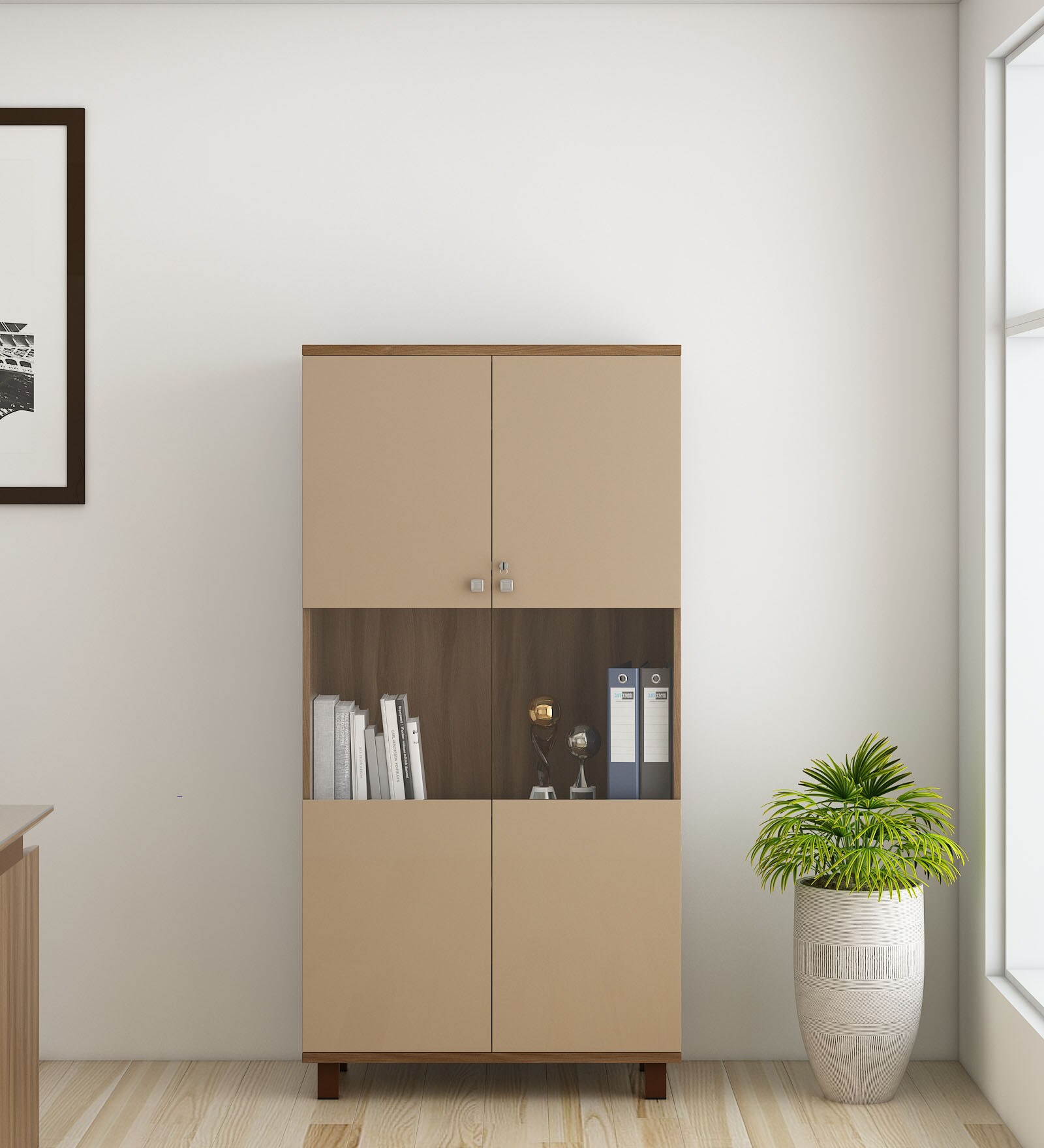 Buy Chief Book Case in Walnut Bronze and Cappuccino Finish at 18% OFF ...