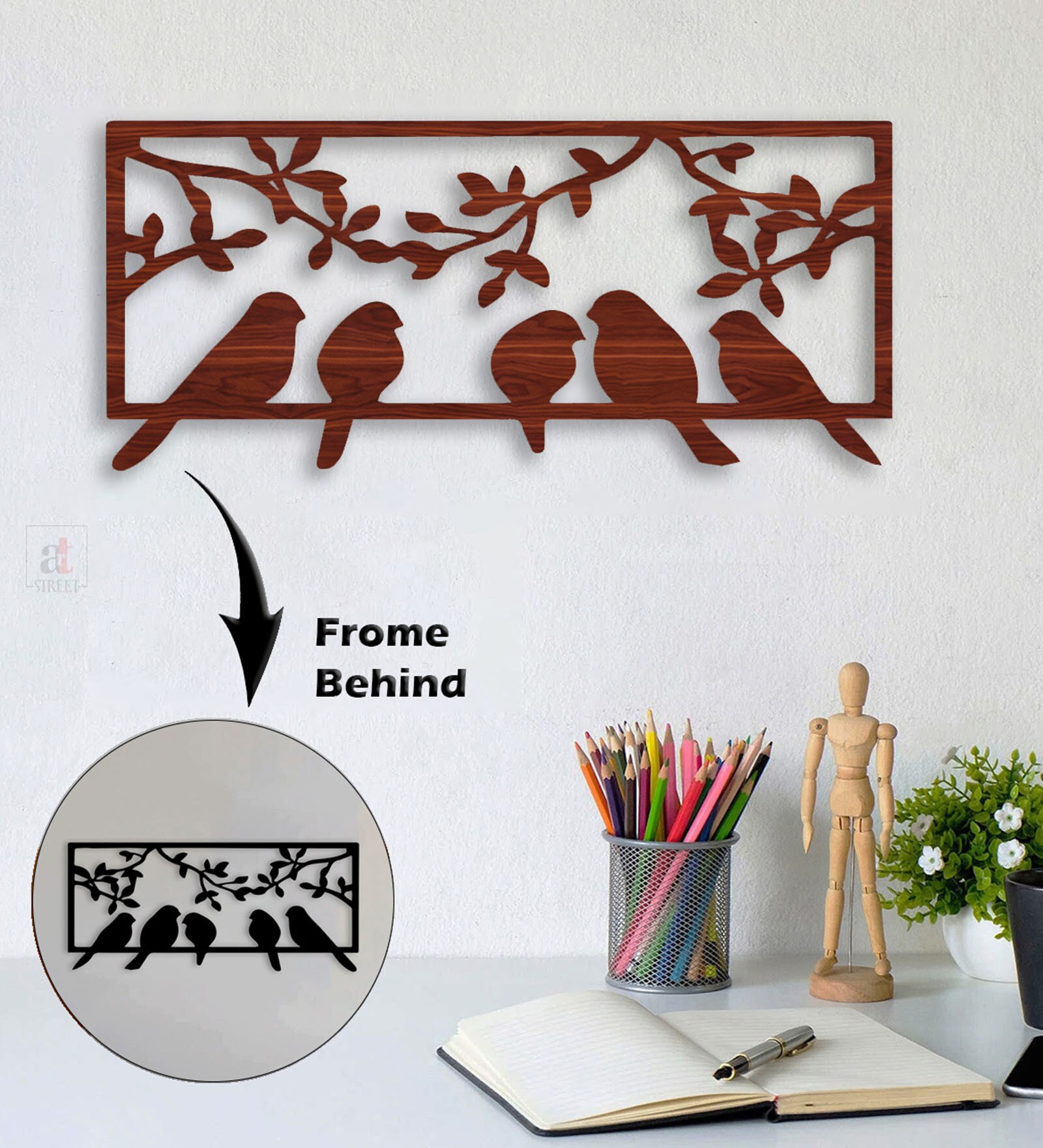 Buy Chirping Bird Family Black MDF Wall Art by Art Street at 65% OFF by ...