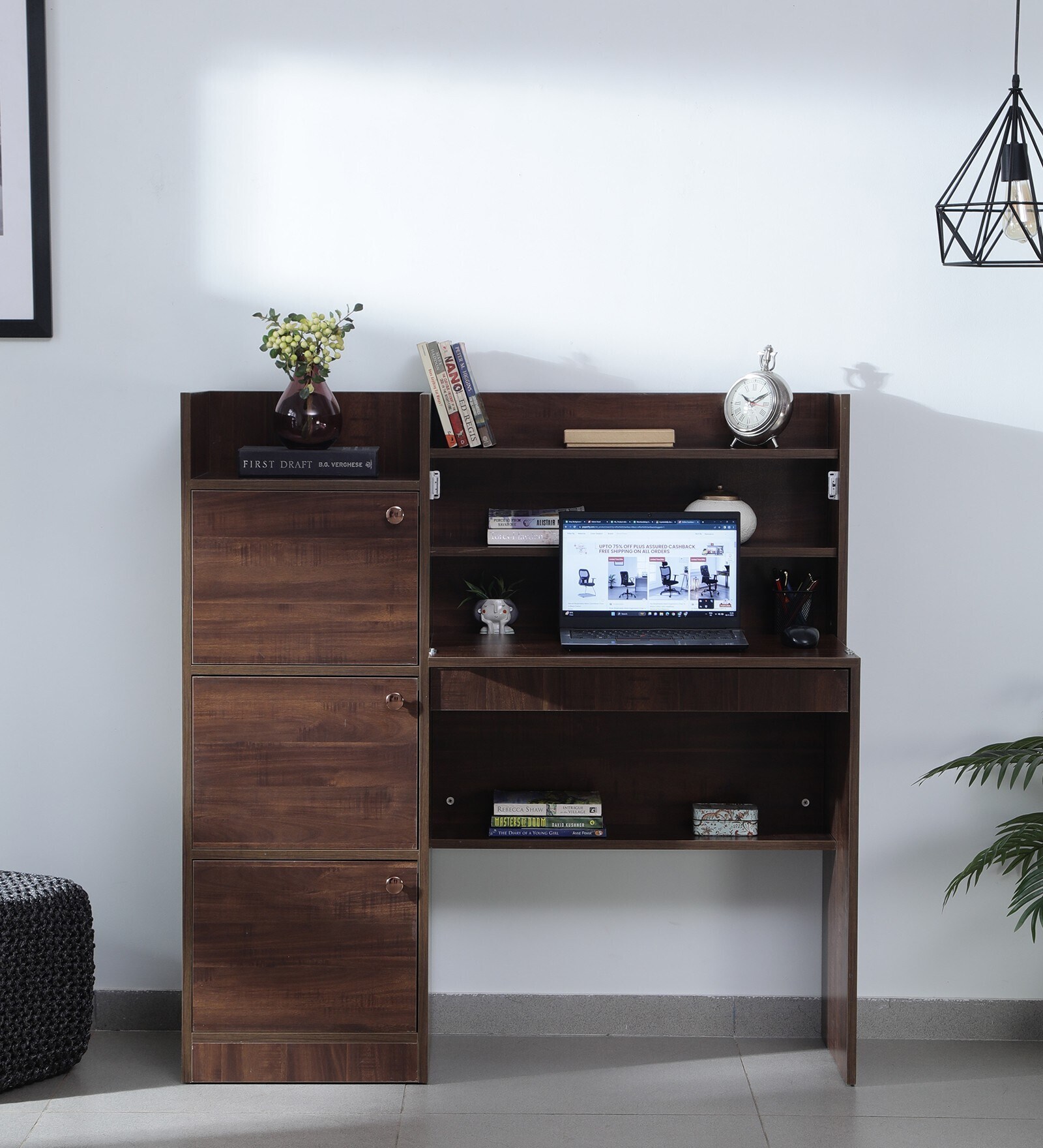 Buy Chocolate Hutch Desk in Engoak Finish at 47% OFF by Athena Crafts ...