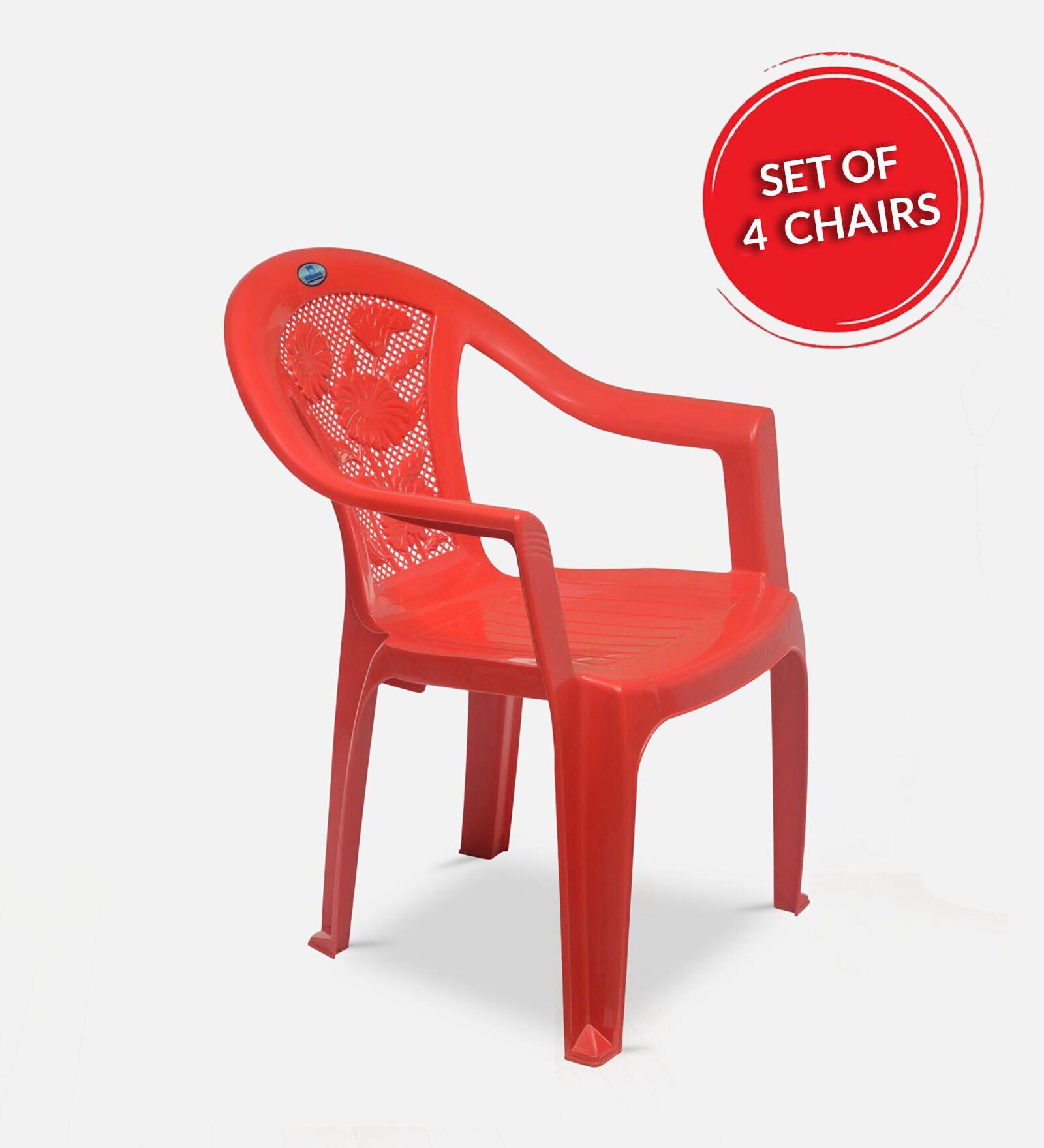 Buy CHR2060 Plastic Chair in Bright Red Colour , Set of 4 at 100% OFF ...