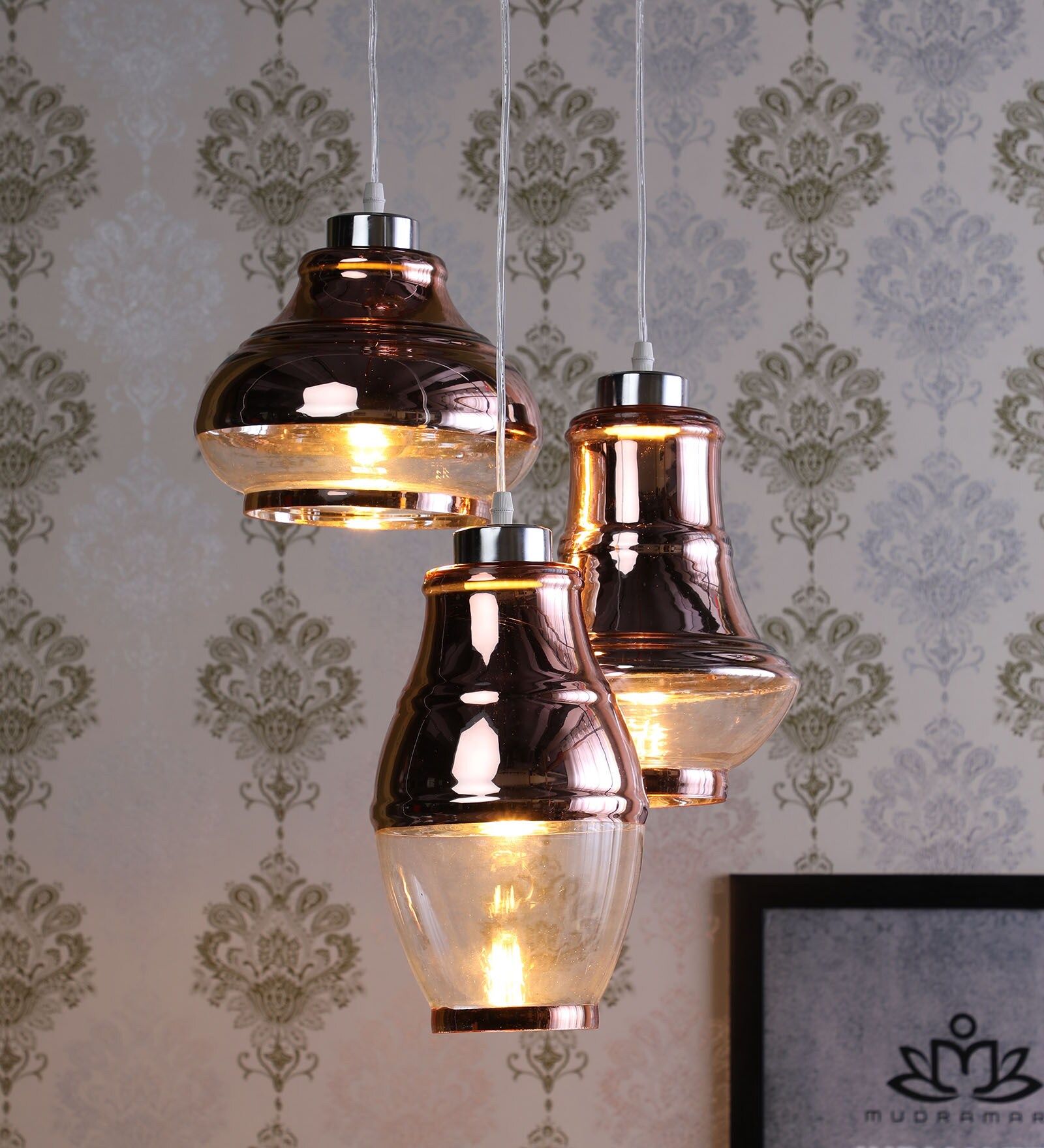 Buy Chrome Copper Mild Steel 3 Light Cluster Hanging Lamp at 21% OFF by ...