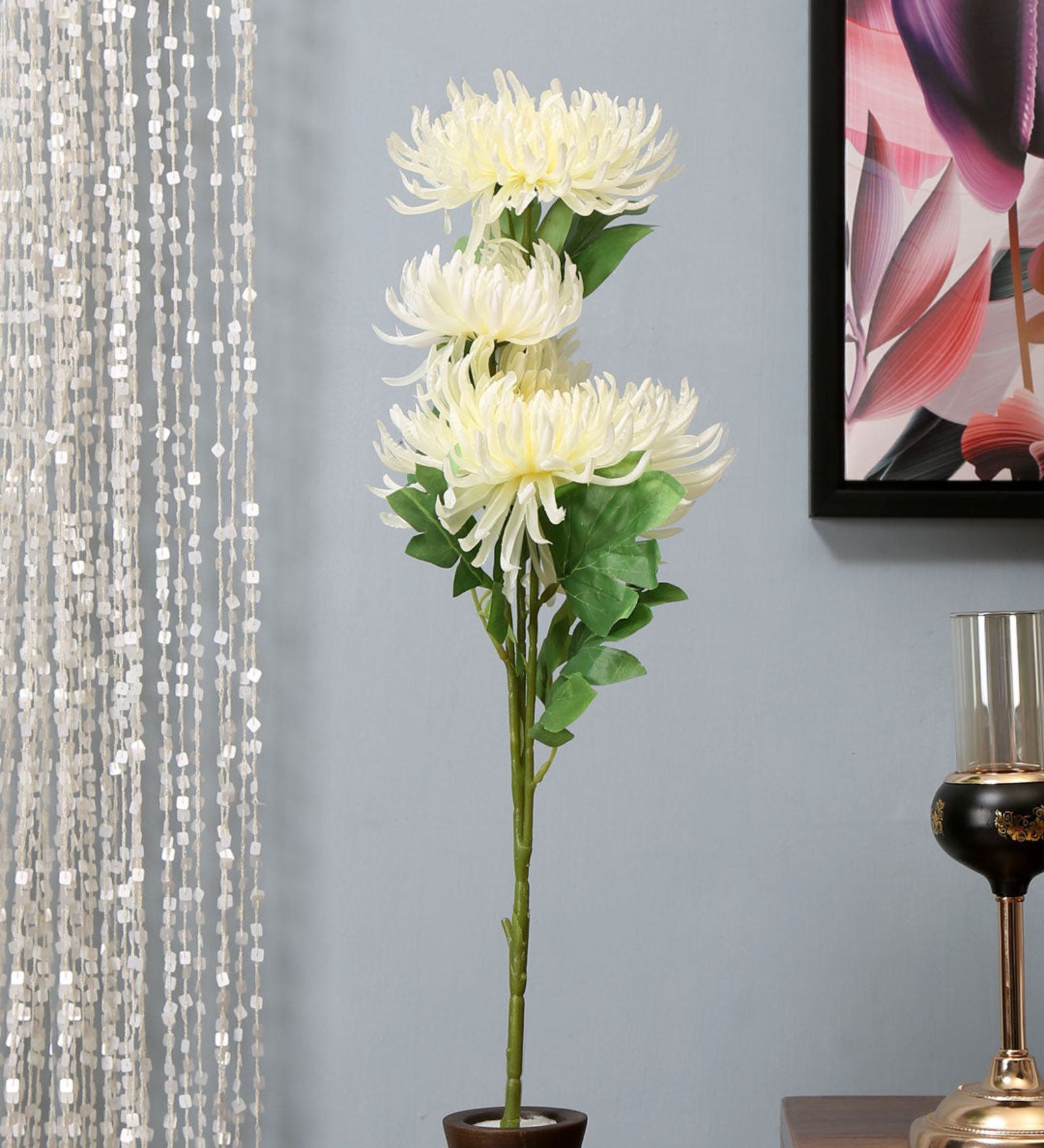 Buy Chrysanthemum White Plastic & Iron Artificial Flower Stick at 23% ...