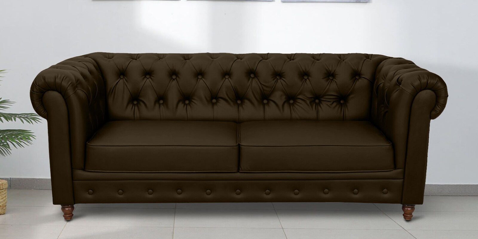 Buy Cheshire Fabric 3 Seater Sofa in Brown Colour at 2% OFF by ...