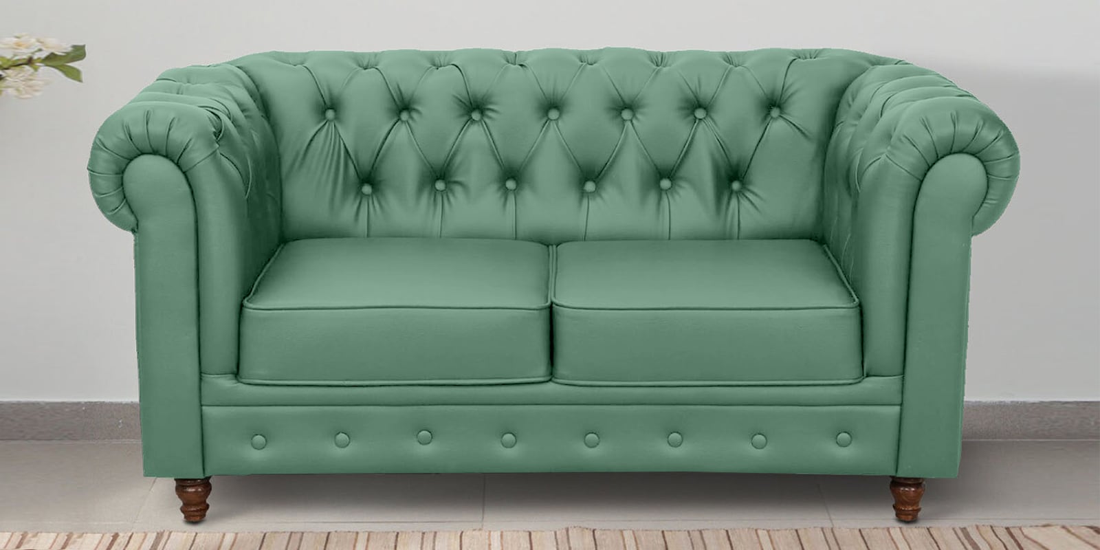 Buy Cheshire Fabric 2 Seater Sofa In Mint Green Colour at 15% OFF by ...