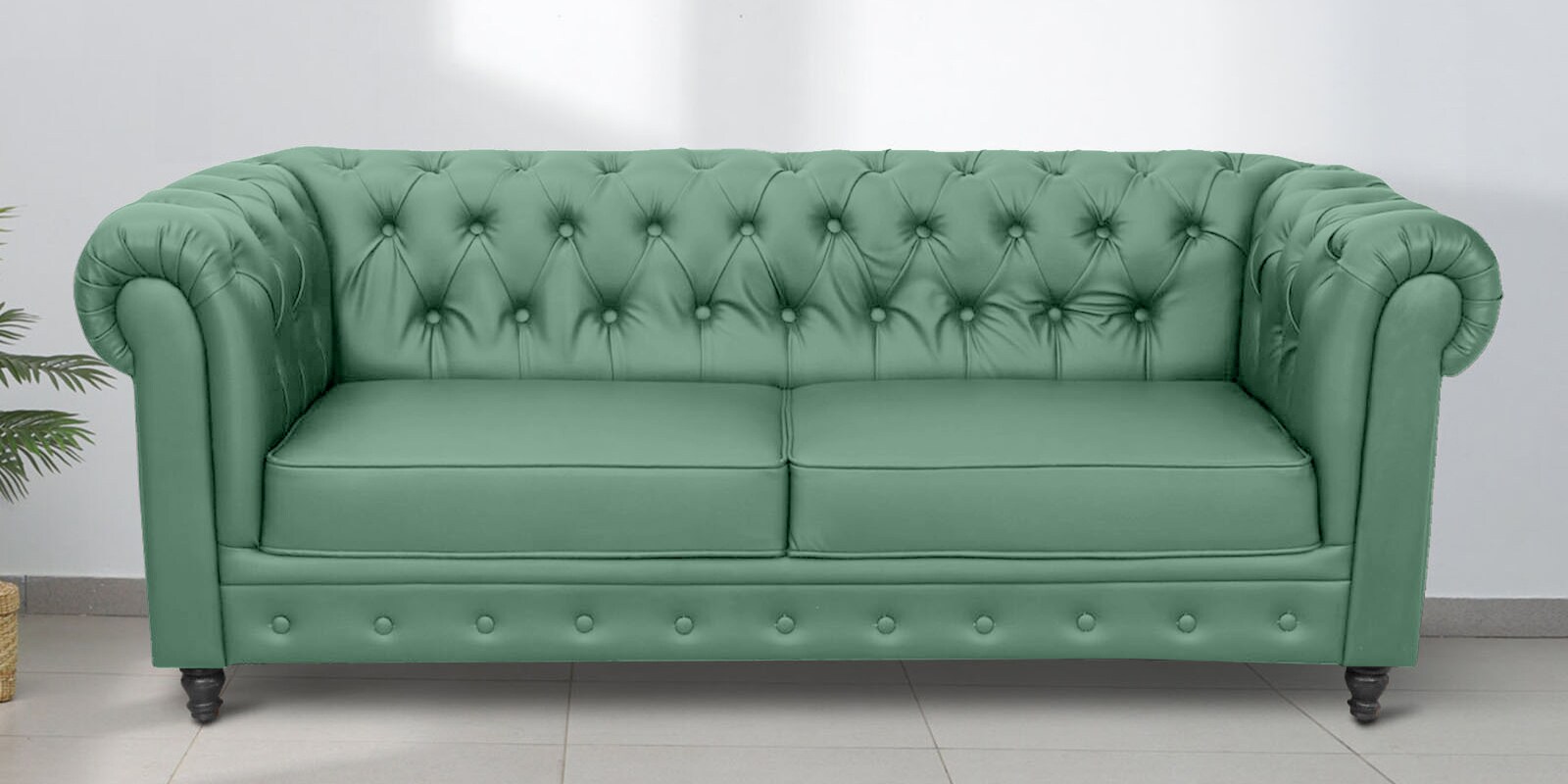 Buy Cheshire Velvet 3 Seater Sofa In Mint Green Colour at 30% OFF by ...