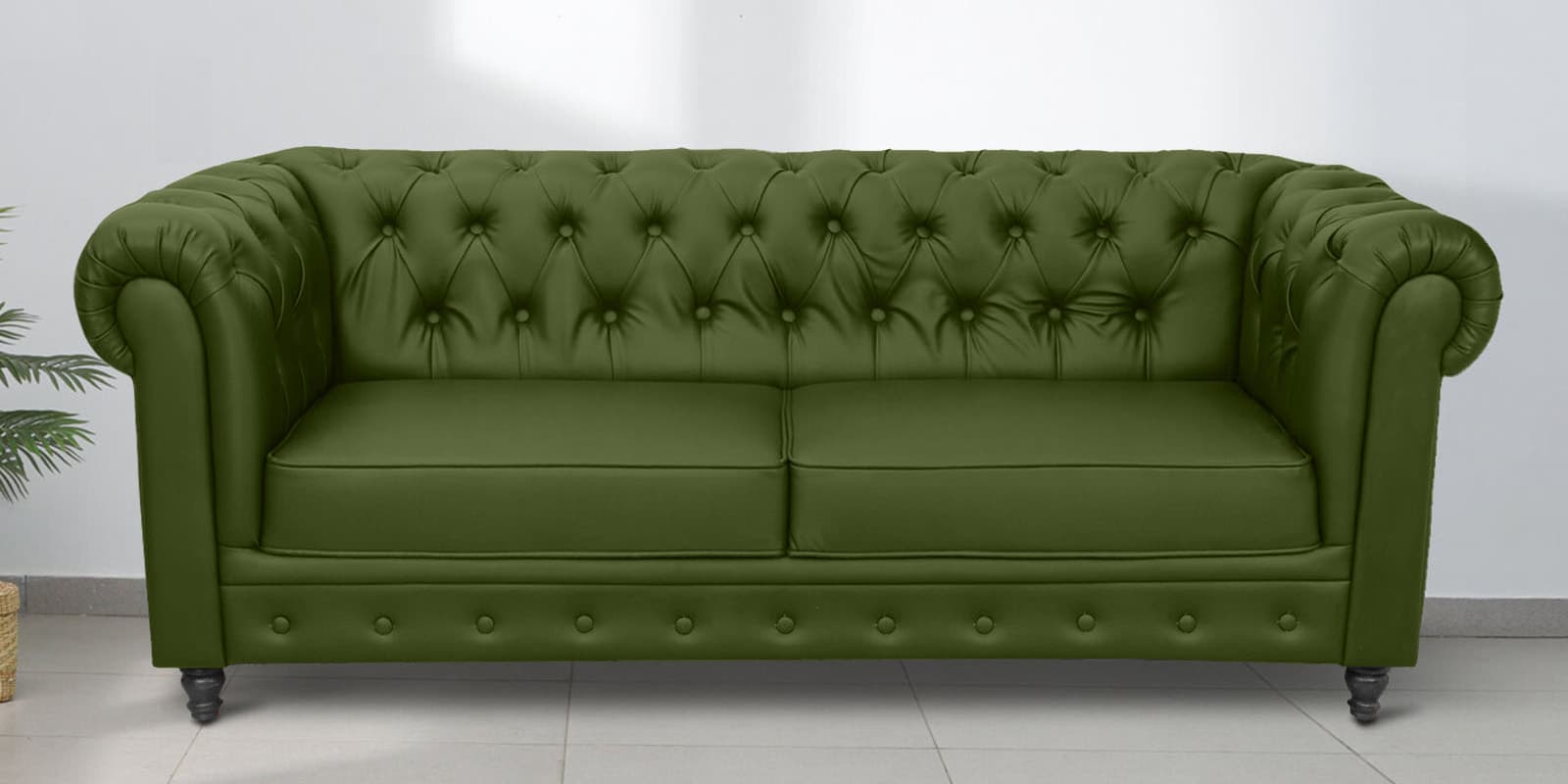 Buy Cheshire Velvet 3 Seater Sofa In Olive Green Colour at 32% OFF by ...