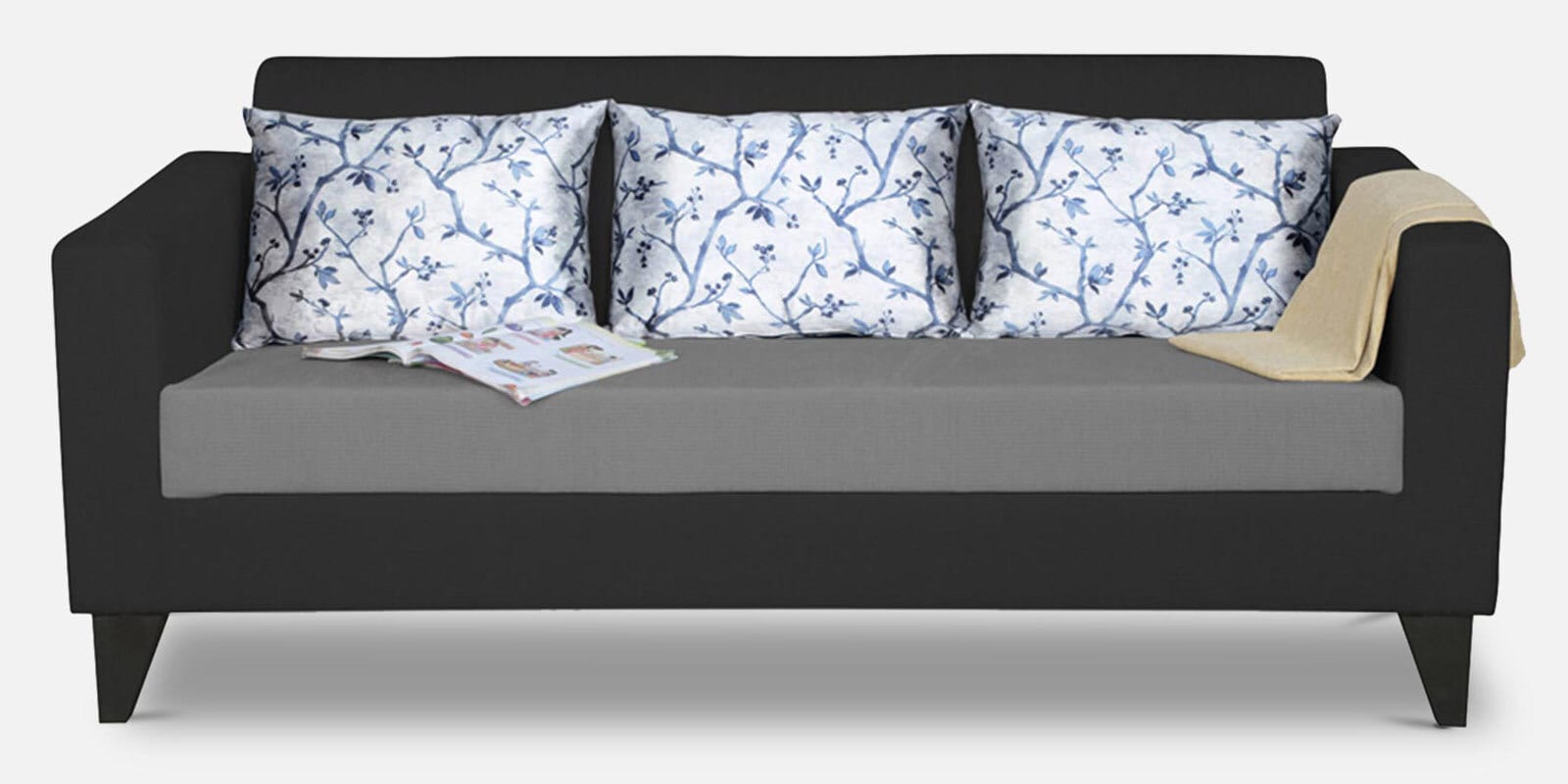 Buy Christopher 5 Seater Sofa Set (3+1+1) In Grey & Black Colour at 23% OFF by Adorn India ...
