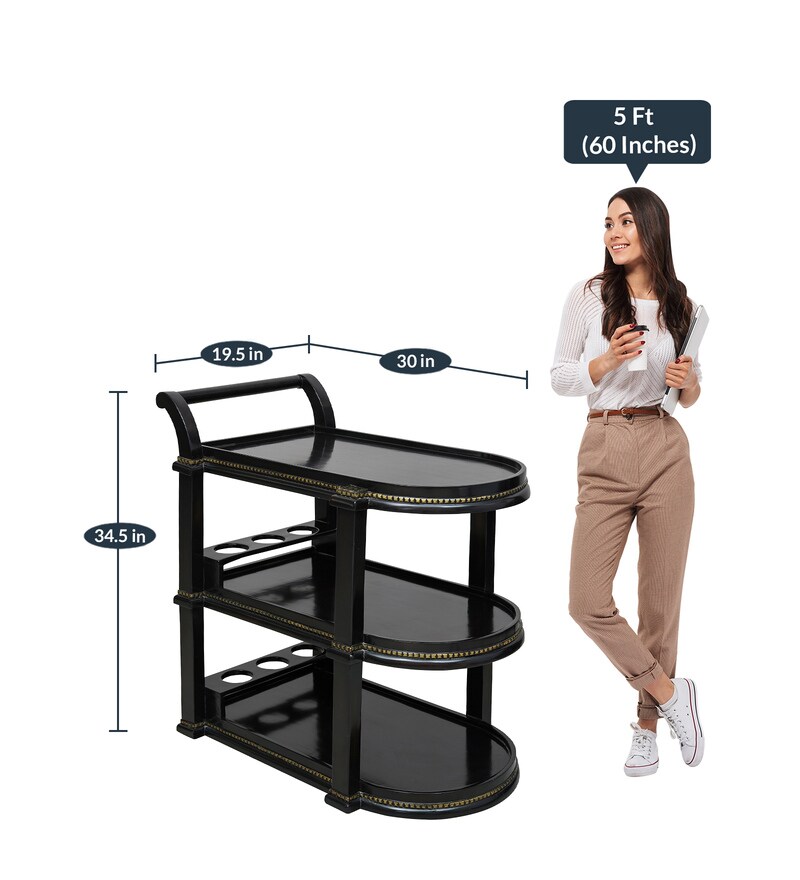 Buy Chariot Bar Trolley In Dark Walnut Finish By Hansa Palace Online ...
