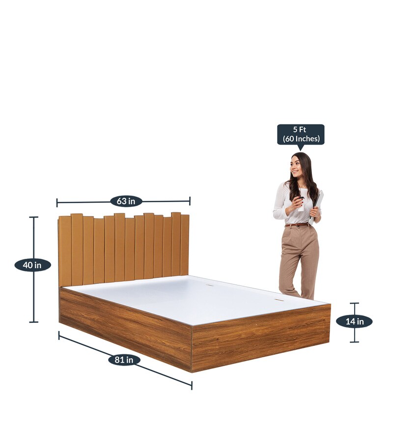Buy Charlie Queen Sized Bed with Storage In Dark Brown Finish by ...