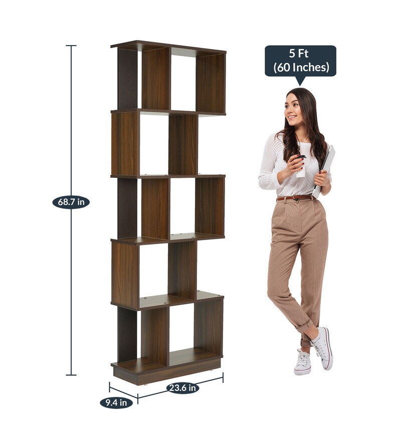 Buy Checkers Large Book Shelf In Classic Walnut Finish By @Home Online ...
