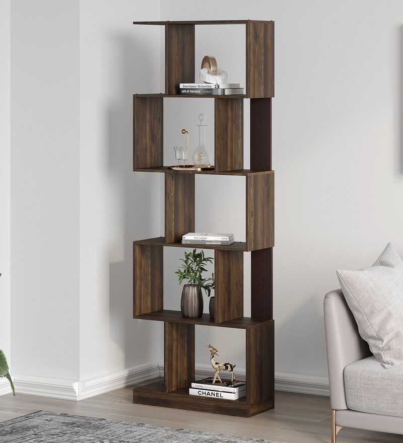 Buy Checkers Large Book Shelf In Classic Walnut Finish By @Home Online ...