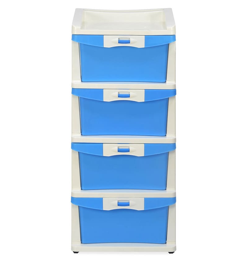 Buy Buggy Plastic Kids Chest Of Drawers in Blue & Cream Colour Online ...