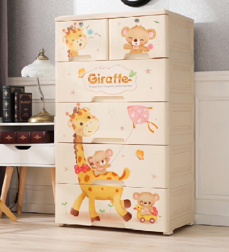 Buy Giraff Plastic Kids Chest Of Drawers in Beige Colour Online - Kids ...