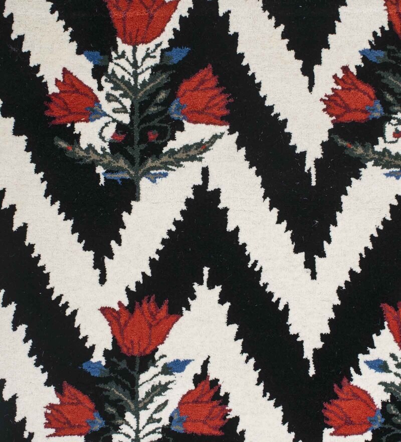 Buy Black Wool Floral 4 x 6 Feet Hand Tufted Carpet by Imperial Knots ...
