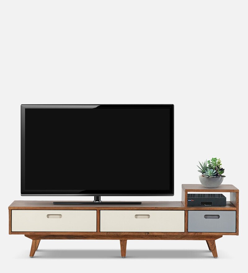 Buy Chicago Tv Console With Storage In Teak Colour By Furnmill Online ...